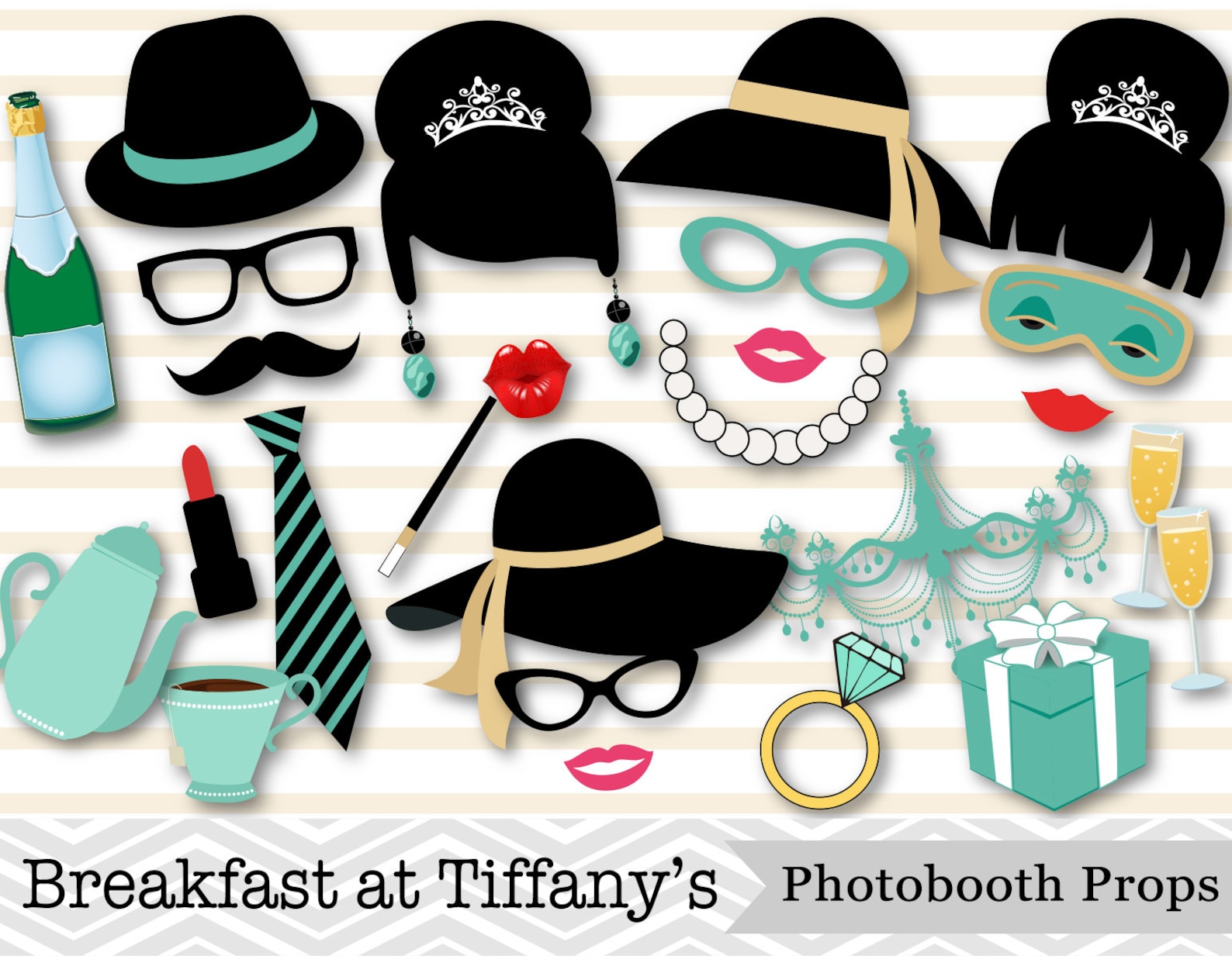 Printable Breakfast at Tiffany Photo Booth Props, Tiffany Tea Party ...