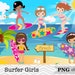 35 Surfer Girls Clip Art, Summer Vacation Clipart, Girl Surfing Clipart ...