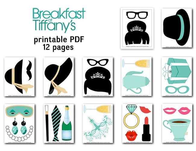 Printable Breakfast at Tiffany Photo Booth Props, Tiffany Tea Party ...