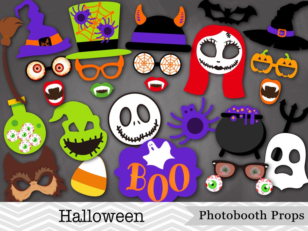 Printable Halloween Party Photo Booth Props, Nightmare Before Christmas ...