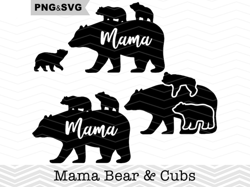 Mama Bear and Cubs SVG, Mama Bear Baby Bear Clipart, Mama Bear SVG Cut ...