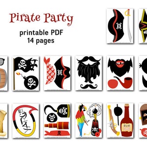 Printable Pirate Party Photo Booth Props, Pirate Birthday Party Photo ...