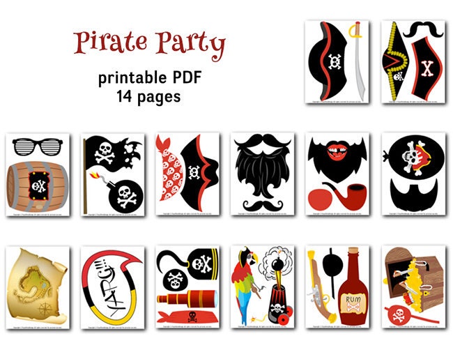 Printable Pirate Party Photo Booth Props, Pirate Birthday Party Photo ...