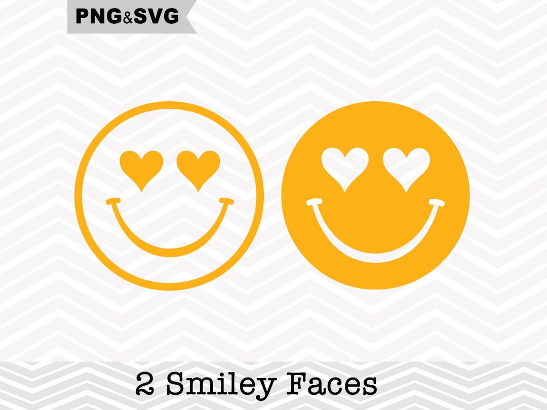 2 Smiley Face SVG, Heart Eyes Smiley Face Clipart, Emoji SVG Cut File ...