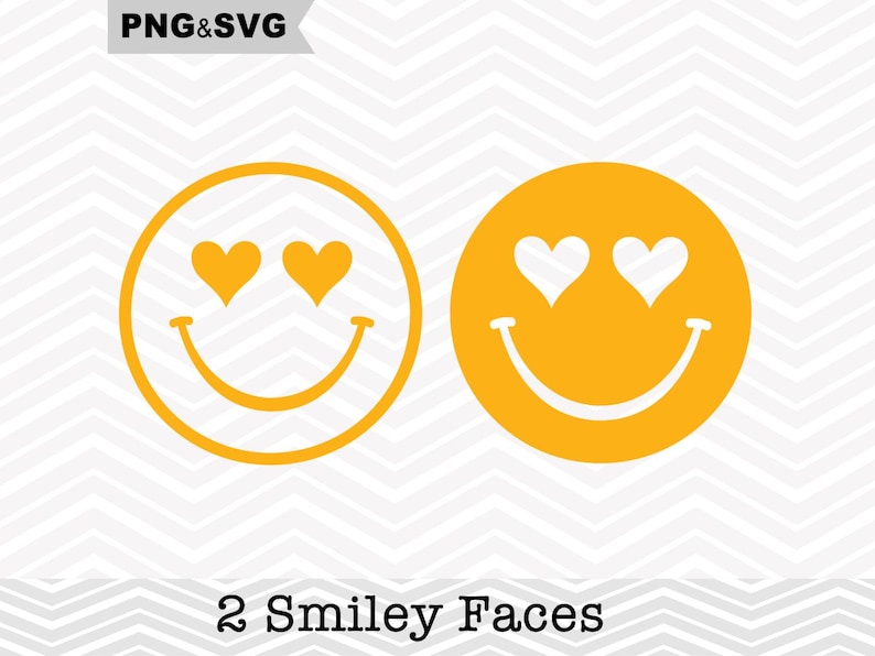 2 Smiley Face SVG, Heart Eyes Smiley Face Clipart, Emoji SVG Cut File ...