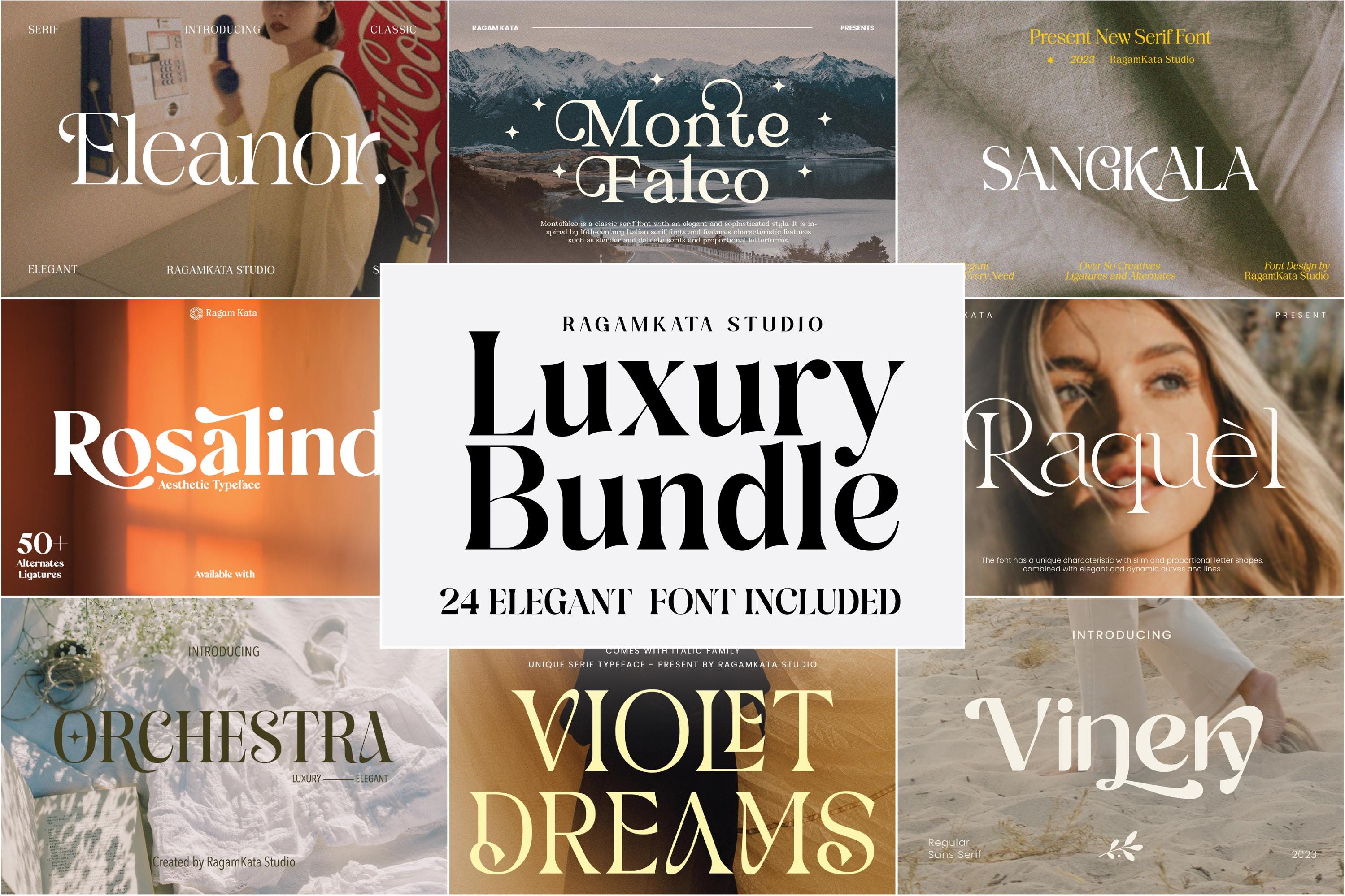 Elegant Font Bundle Handcrafted Serif, Script & Calligraphy Fonts for ...