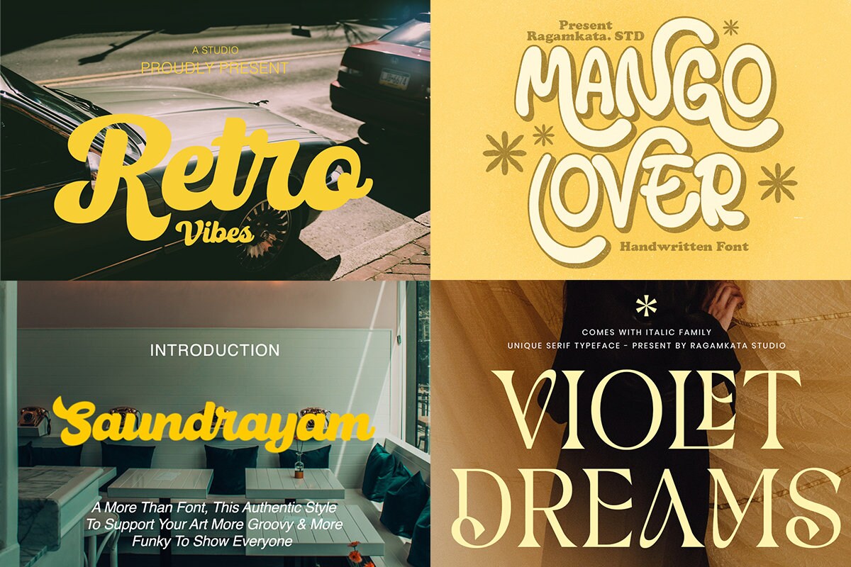 Modern Retro Font Collection - - Etsy