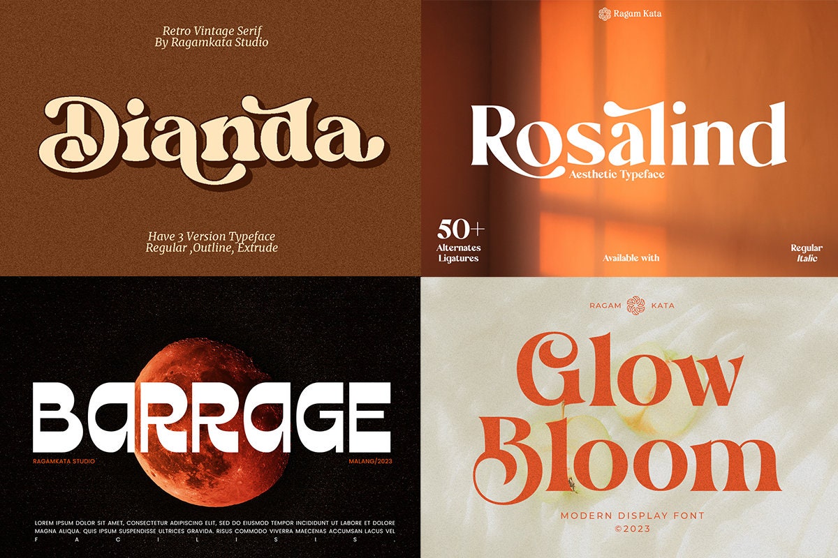 Modern Retro Font Collection - - Etsy