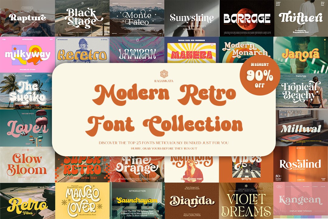 Modern Retro Font Collection - - Etsy