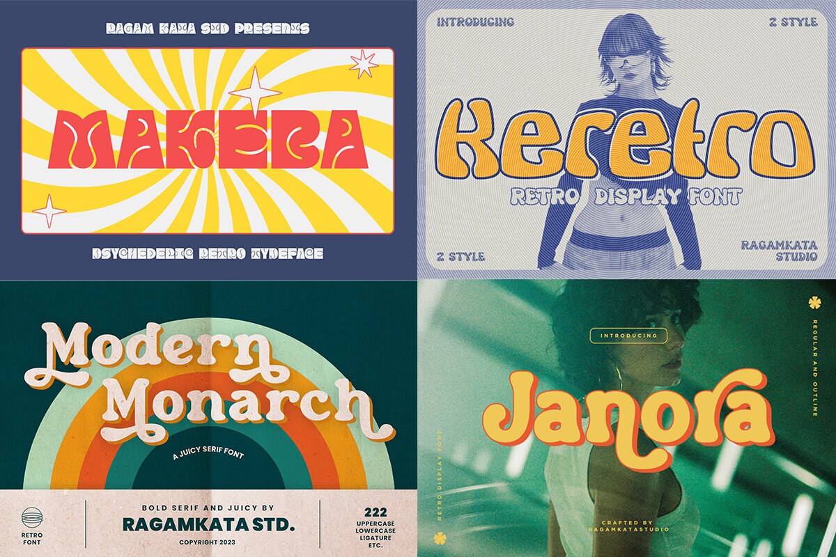 Modern Retro Font Collection - - Etsy