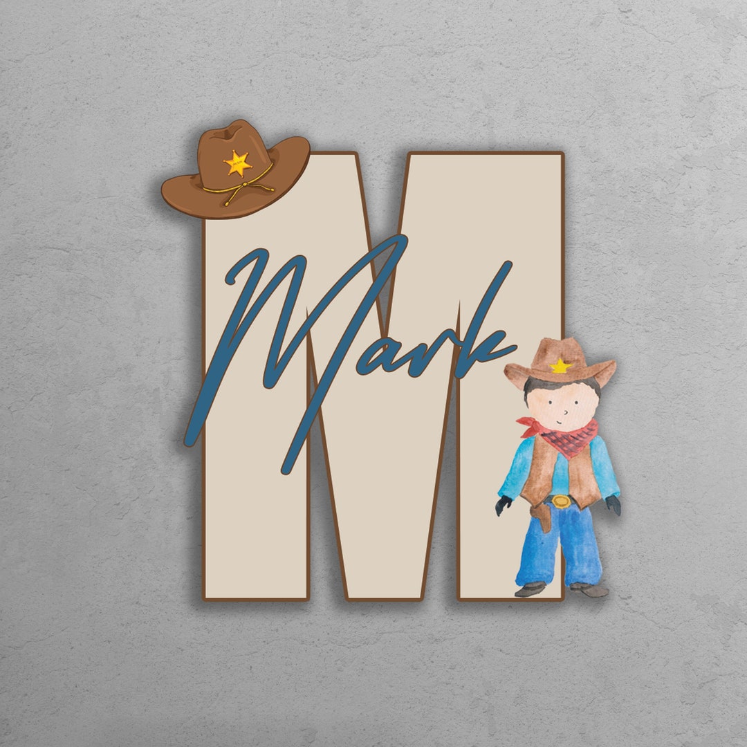 Cowboy Wood Name Sign for Nursery, Boy Texan Room Wall Art Decor, Name ...