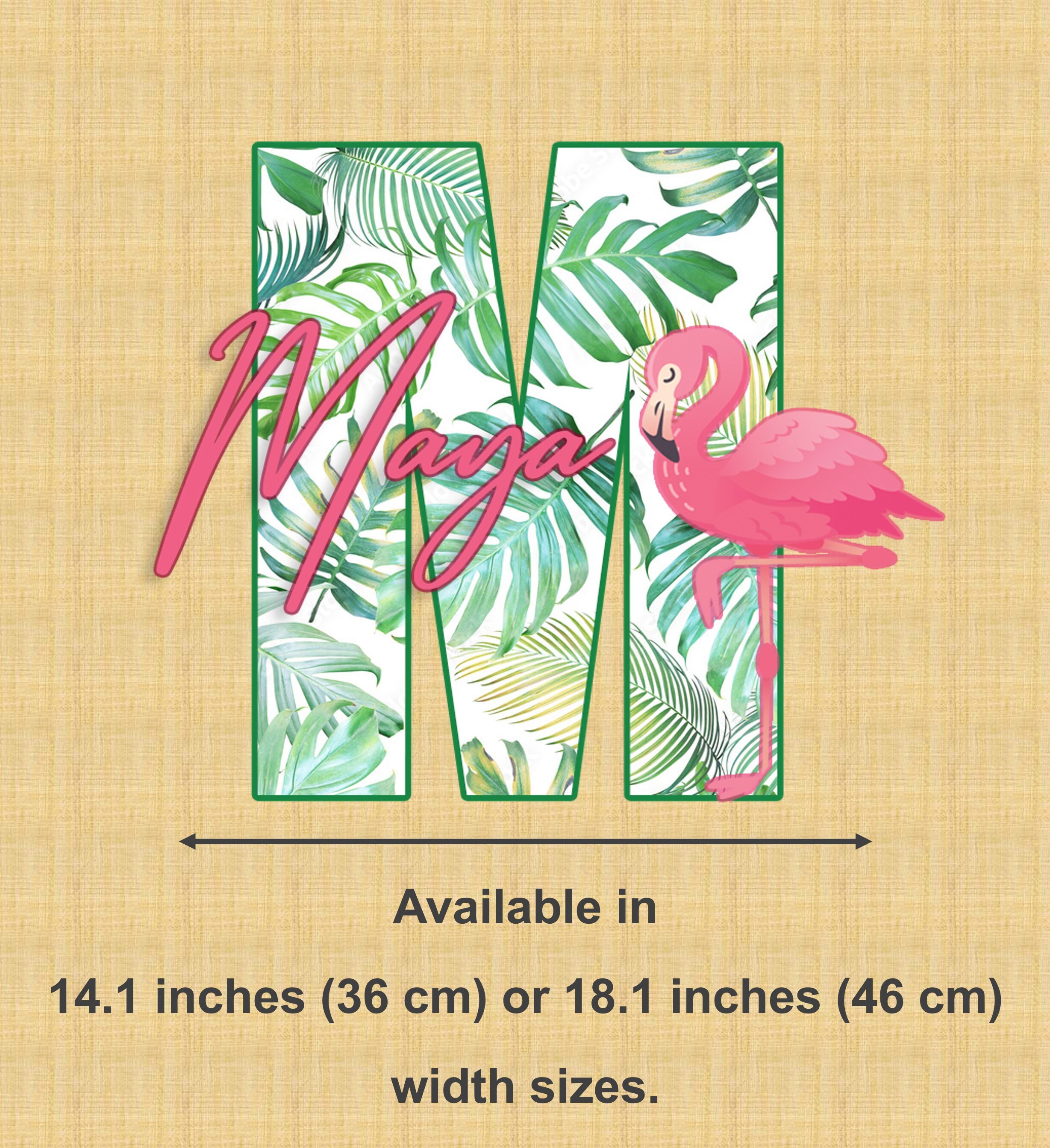 Flamingo Wood Name Sign for Nursery, Tropical Wall Art Room Decor, Baby ...