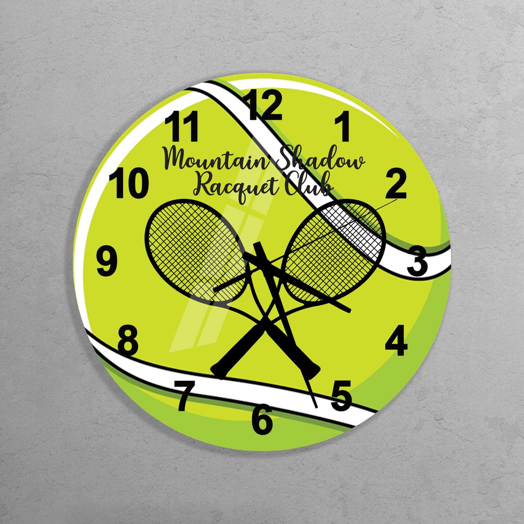 Glass Tennis Ball Wall Clock for Kids, Tennis Racket Room Decor ...
