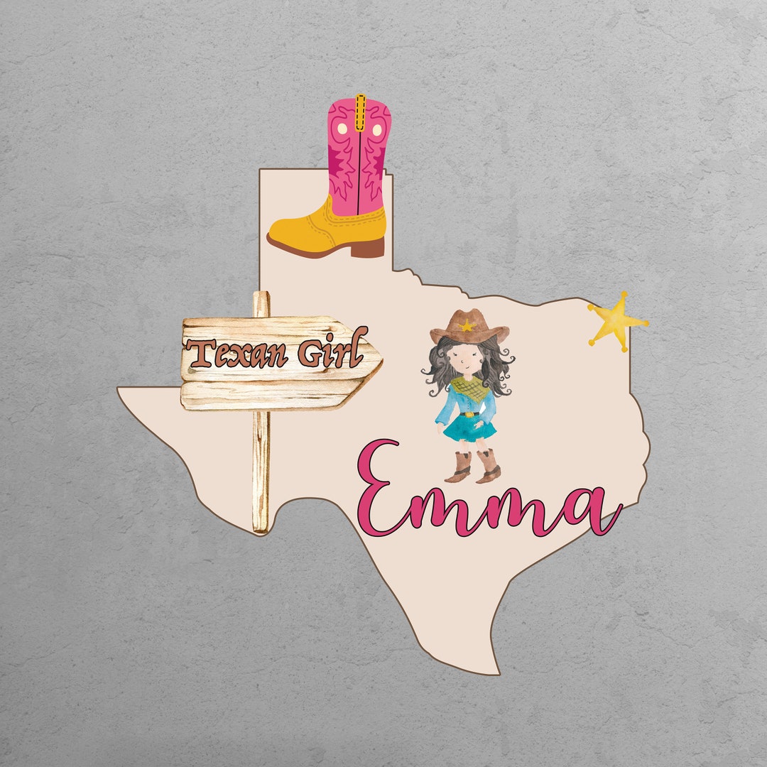 Custom Texan Girl Name Sign Wood Wall Art, Nursery and Cowboy Girl Room ...