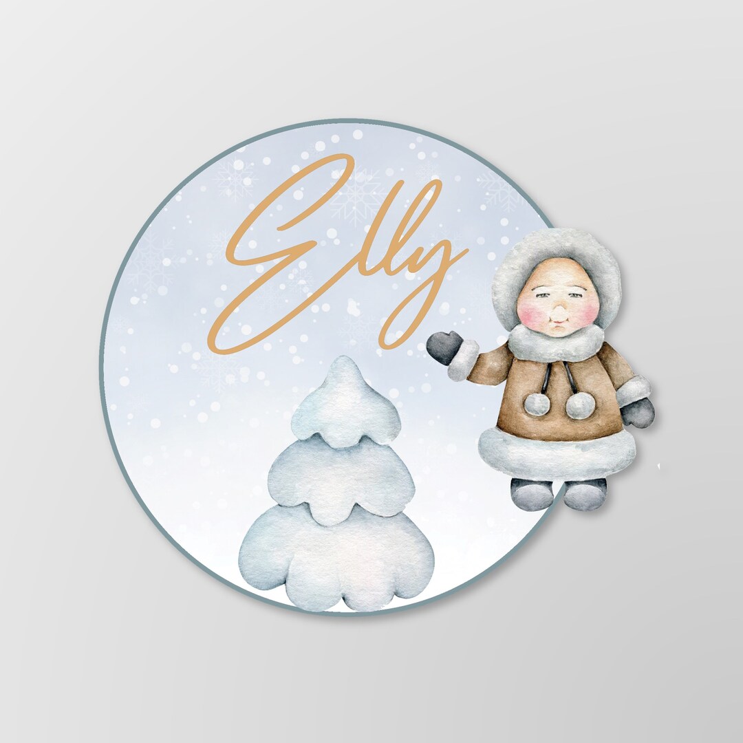 Eskimo Wood Name Sign for Nursery, Boy Snow Room Decor, Personalized ...
