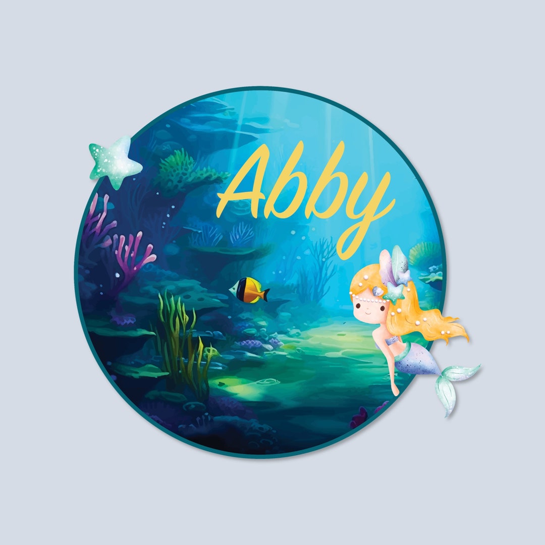 Mermaid Wood Name Sign for Nursery, Flamingo Room Decor, Baby Boy Name ...