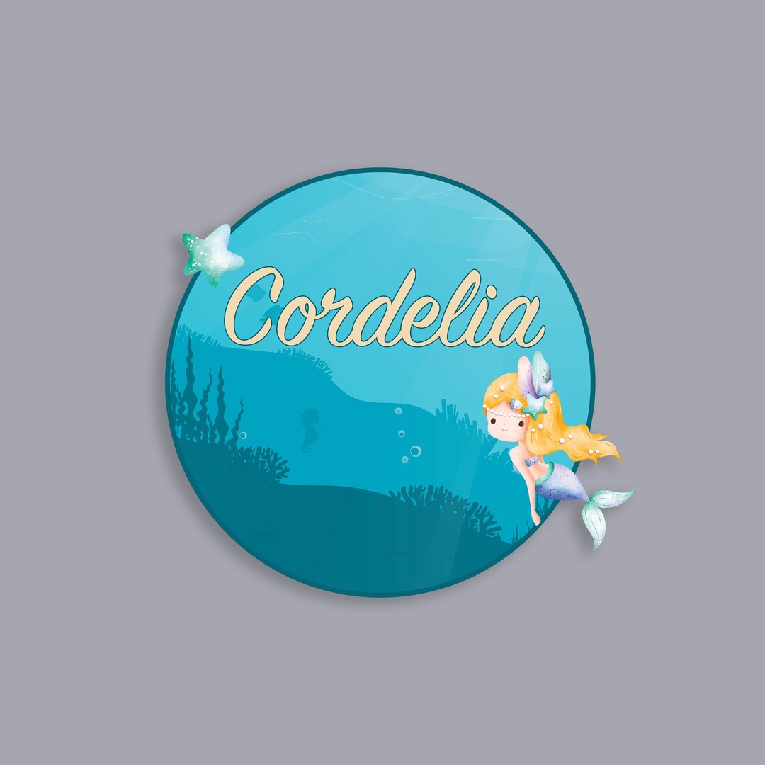 Mermaid Wood Name Sign for Nursery, Ocean Room Decor, Baby Boy Name ...