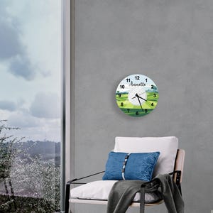 Glass Golf Course Wall Clock for Kids, Golf Ball Room Decor, Tempered ...