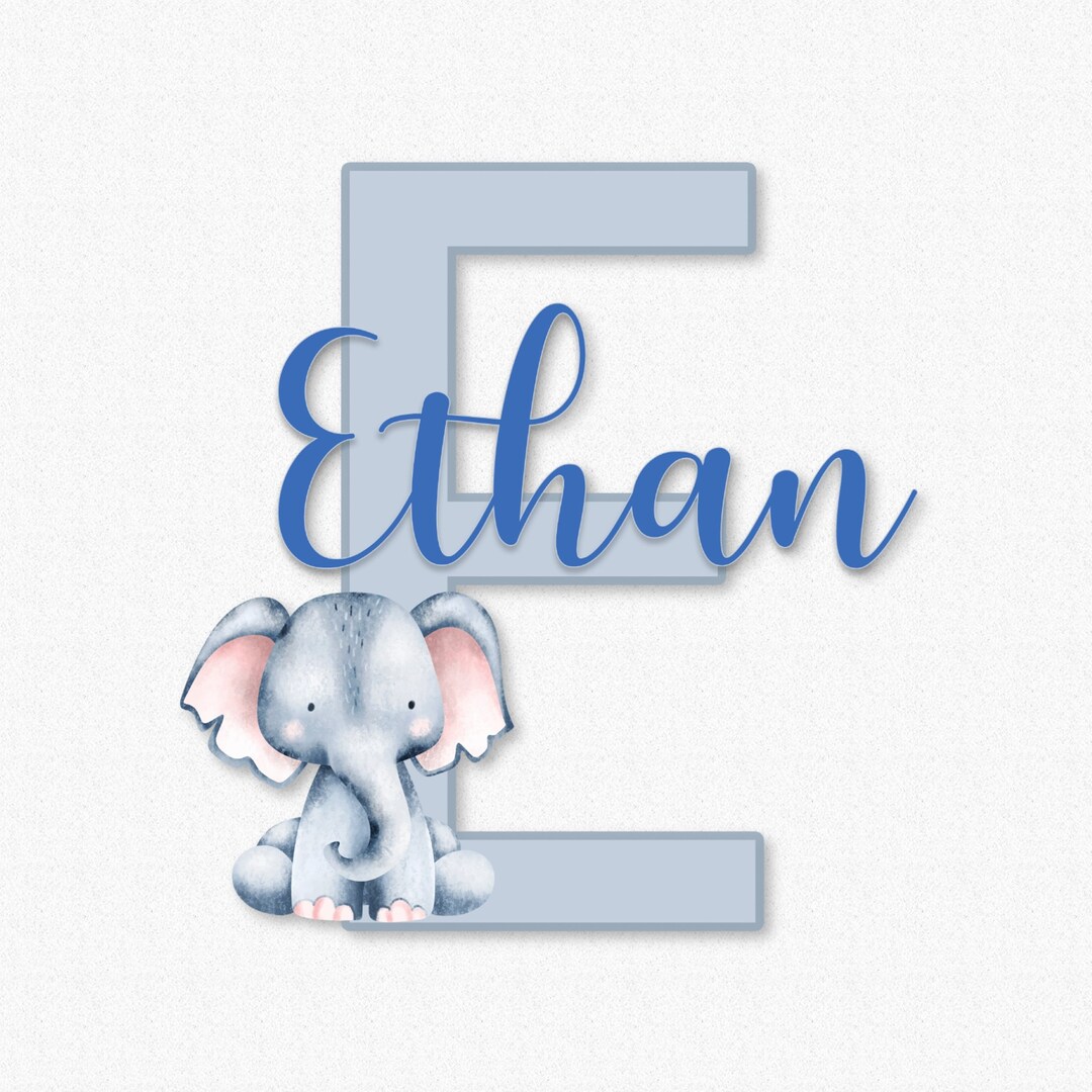 Animal Wood Name Sign for Nursery, Boy Elephant Room Decor, Baby Name ...