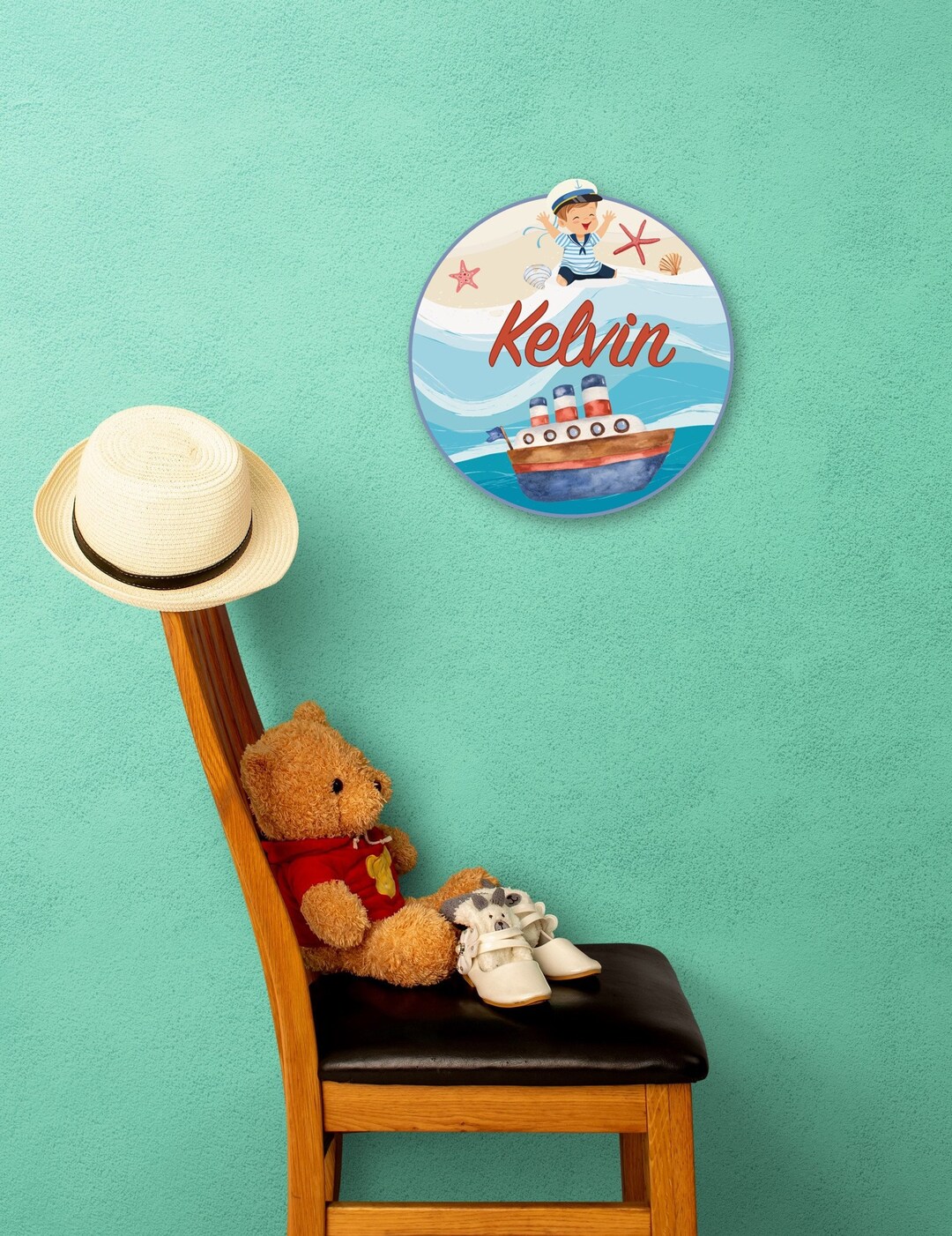 Captain Wood Name Sign for Nursery, Boy Sea Room Decor, Baby Name Plate ...