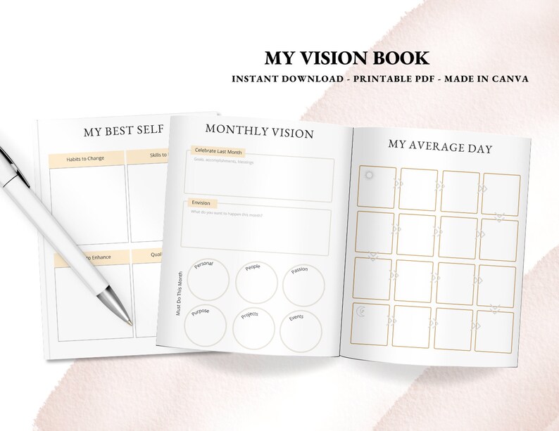 Printable Vision Board Mental Health Planner Self-care - Etsy