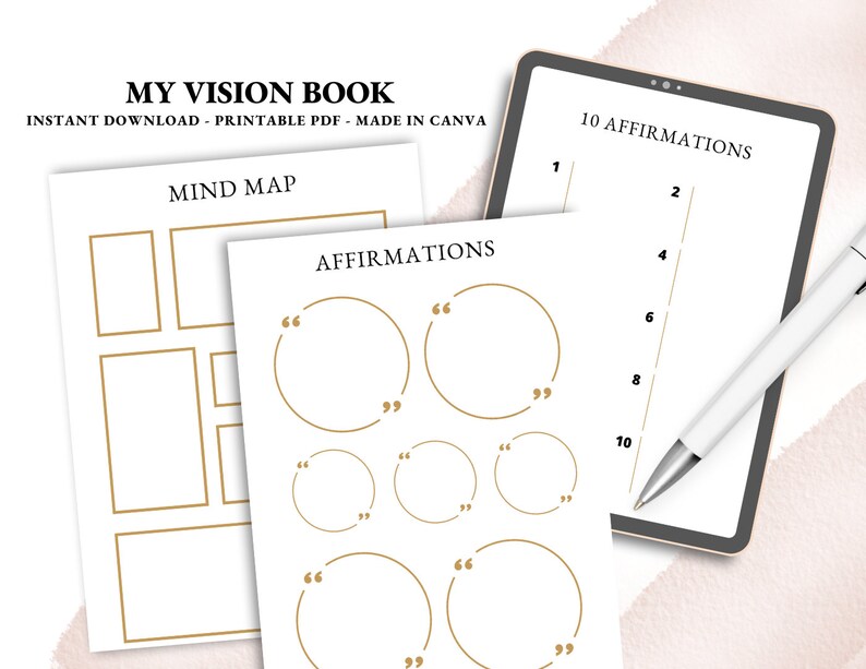 Printable Vision Board Mental Health Planner Self-care - Etsy