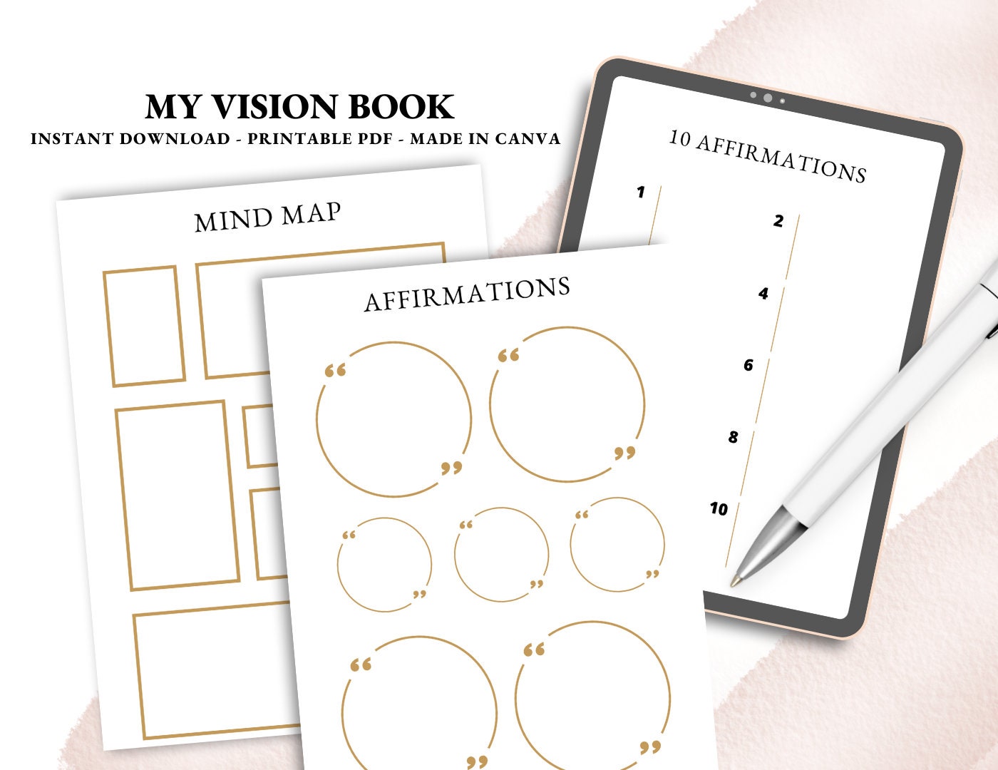 Printable Vision Board Mental Health Planner Self-care - Etsy