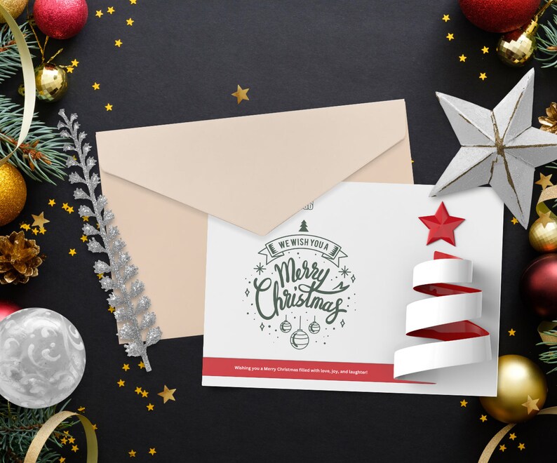 Printable Christmas Card Template Holiday Greeting Card DIY - Etsy