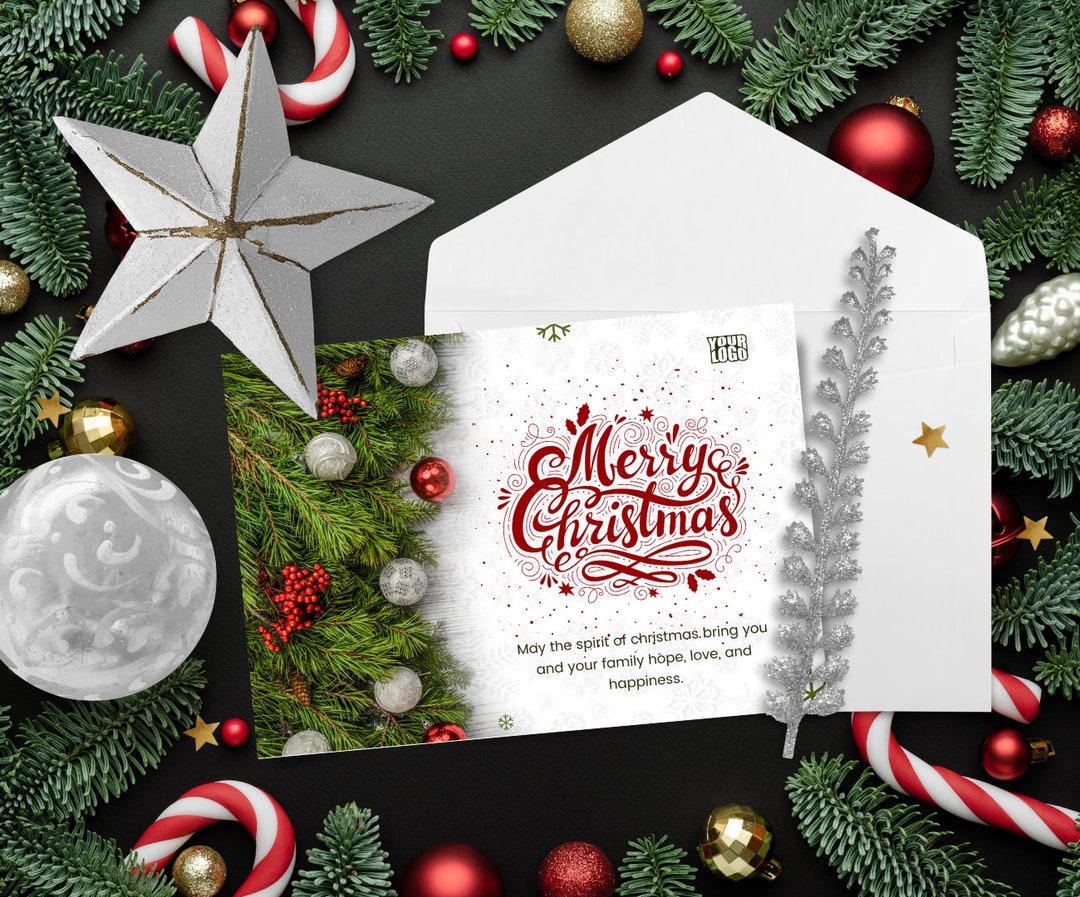 Printable Christmas Card Template, Holiday Greeting Card, DIY Festive ...