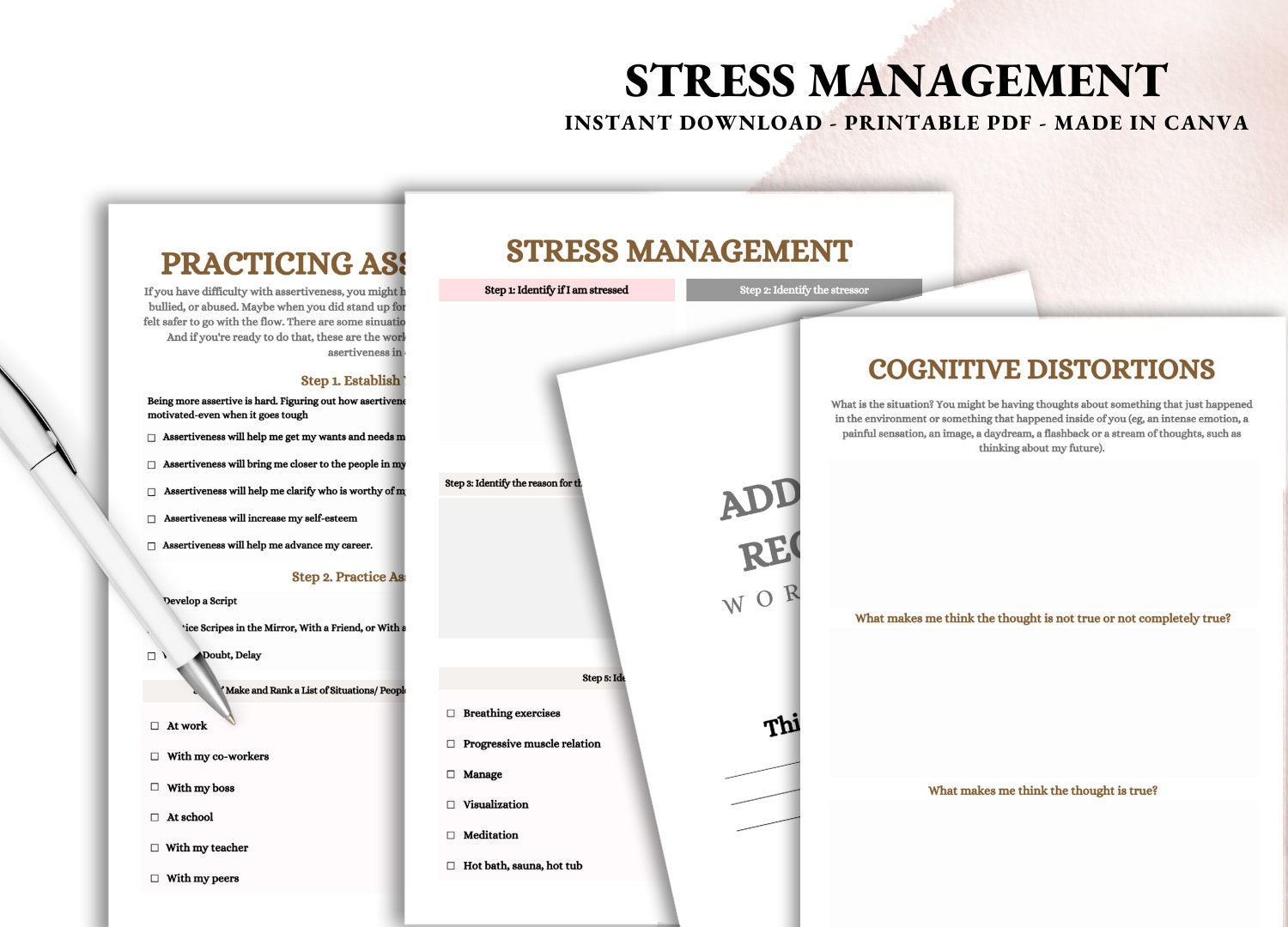 Addiction Recovery Worksheets Printable, Addiction Recovery Journal ...