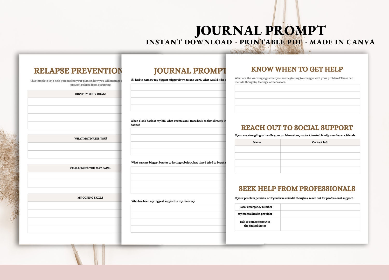 Addiction Recovery Worksheets Printable, Addiction Recovery Journal ...