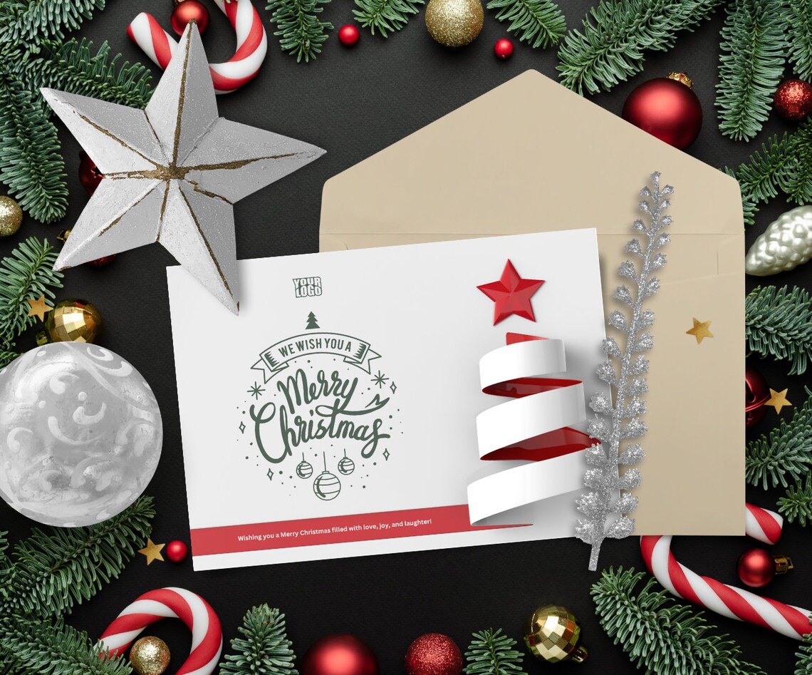 Printable Christmas Card Template Holiday Greeting Card DIY - Etsy