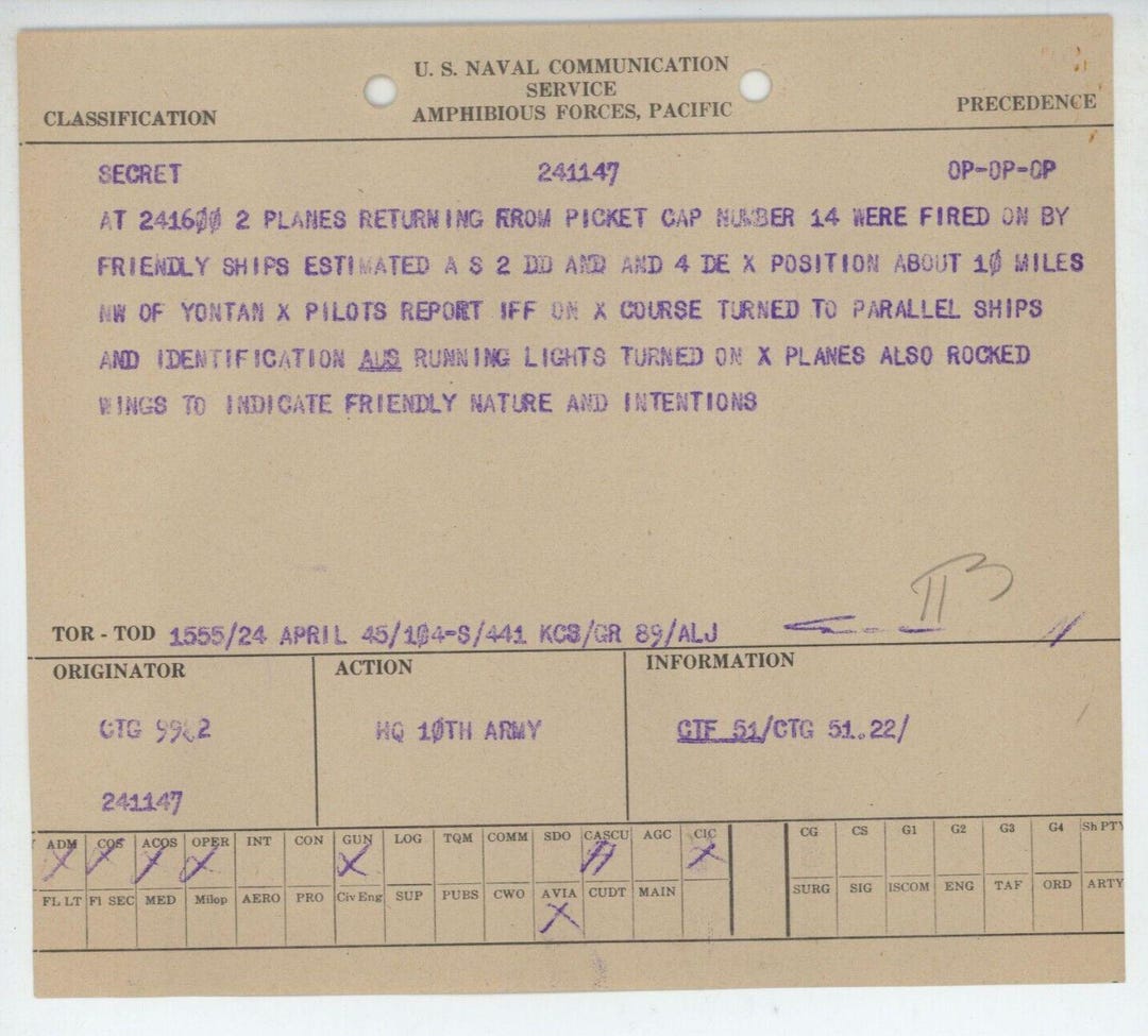 1945 Secret WW2 US Naval Teletype Communication Amphibious Friendly Fire Planes - Etsy