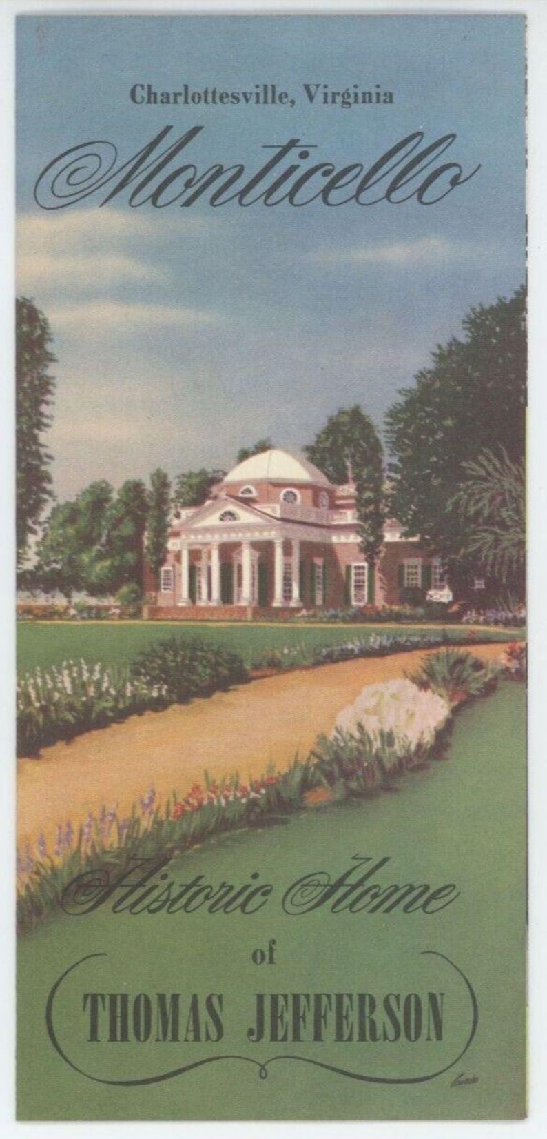 1950s Monticello Historic Home Thomas Jefferson Brochrue Pamphlet Map ...