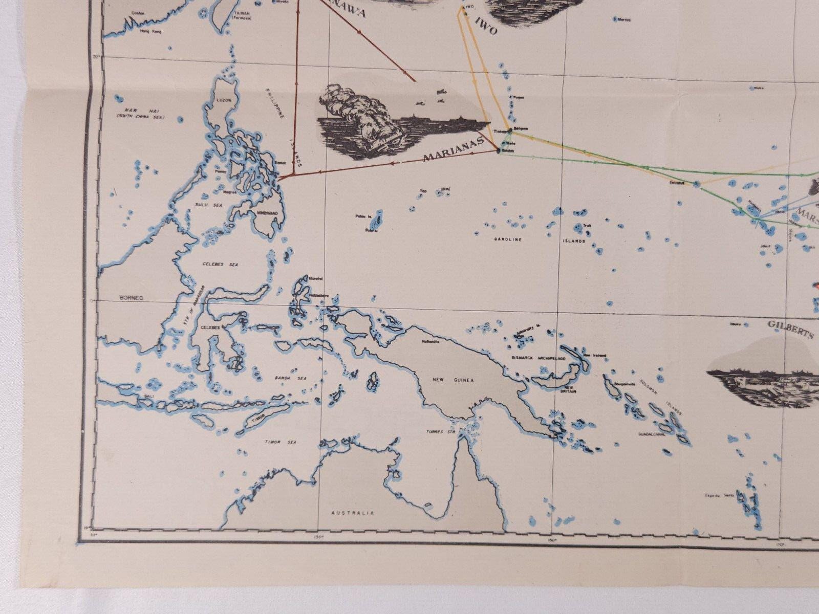 1945 WW2 Secret Intelligence Battle Map Fifth V Amphibious Force ...