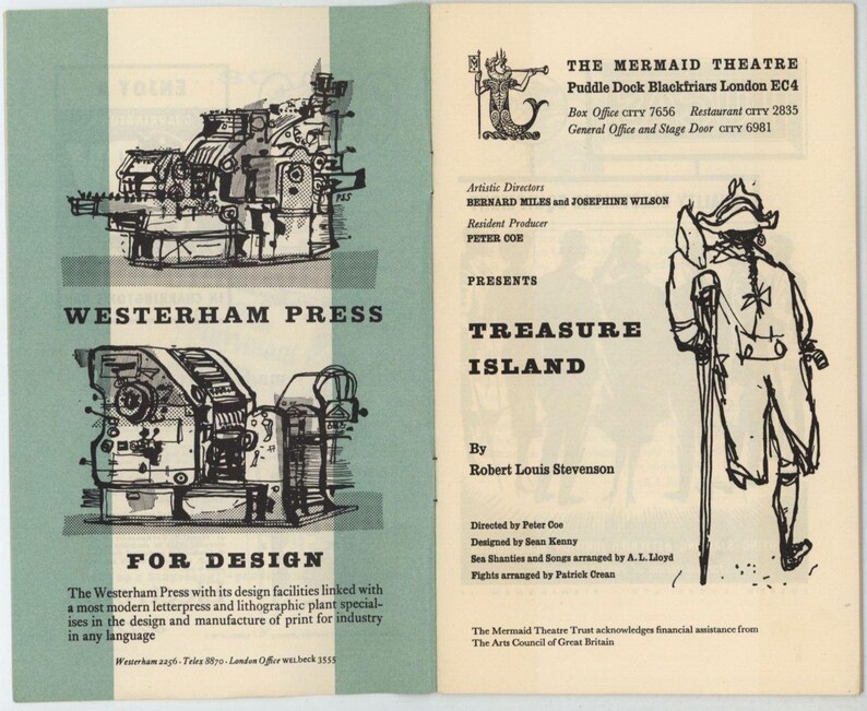 1974 Mermaid Theatre Treasure Island Playbill Program London UK Bernard ...