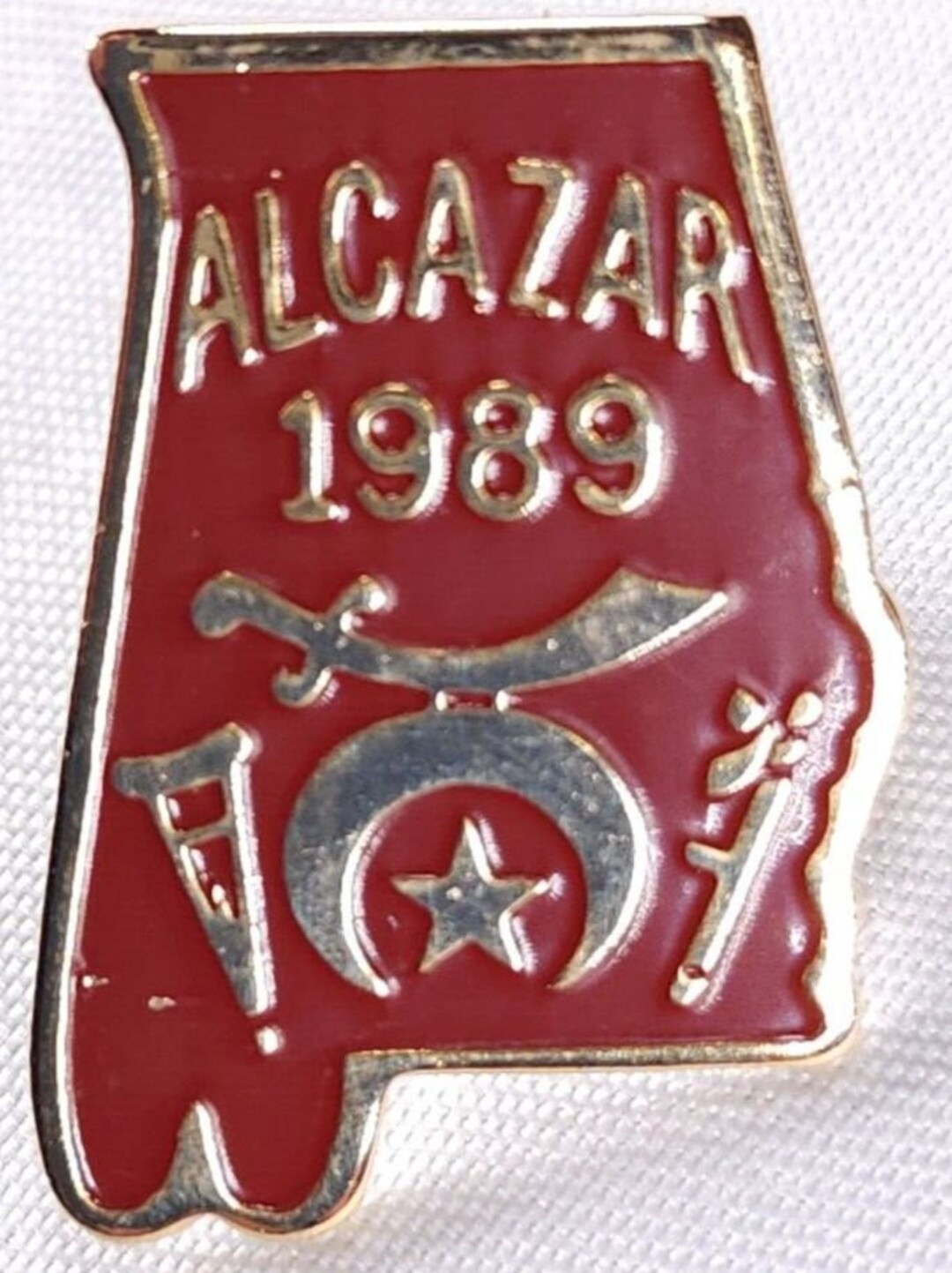 1989 Alabama Alcazar Shriner Temple Outline Crutch Enamel Lapel Pin ...