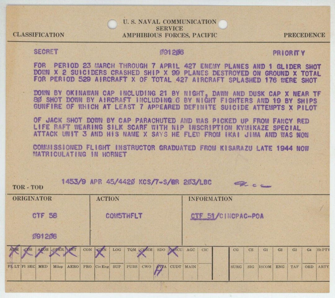 1945 Secret WW2 US Naval Teletype Communication Amphibious Kamikaze Japanese - Etsy