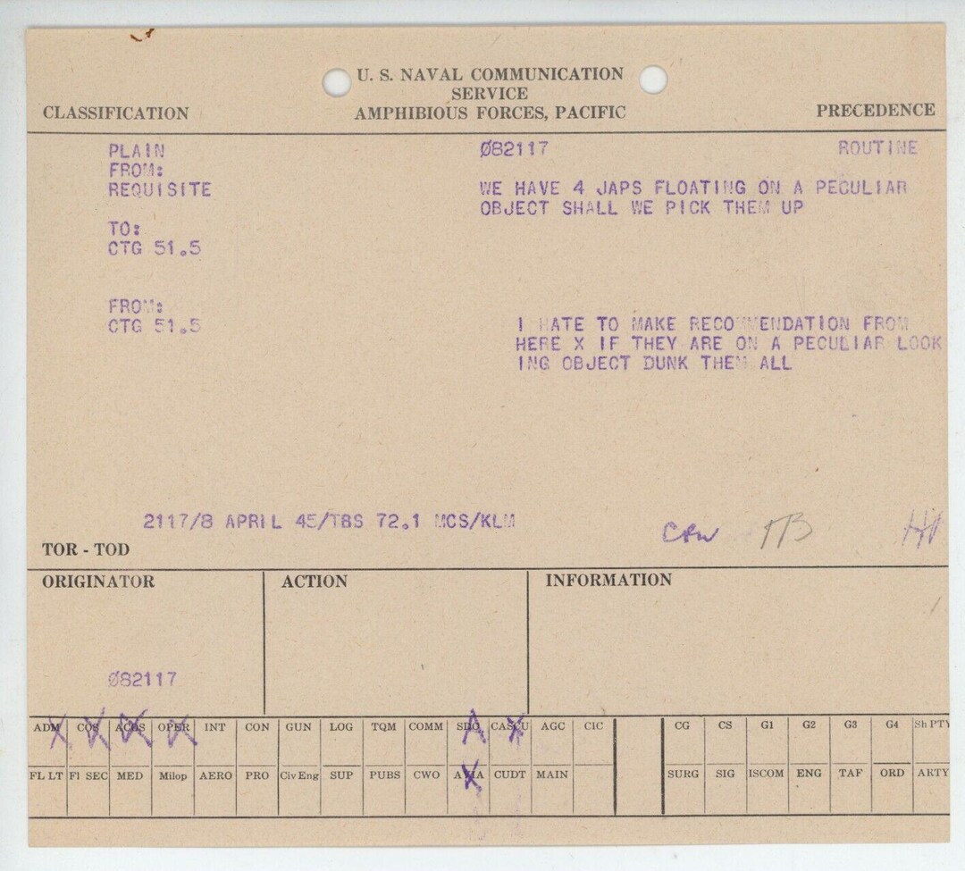 1945 WW2 US Naval Teletype Communication Amphibious Japanese Floating Shot Down - Etsy