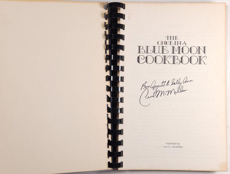 1979 the Once in A Blue Moon Inn Cookbook Cecil Mcmillan Signed ...