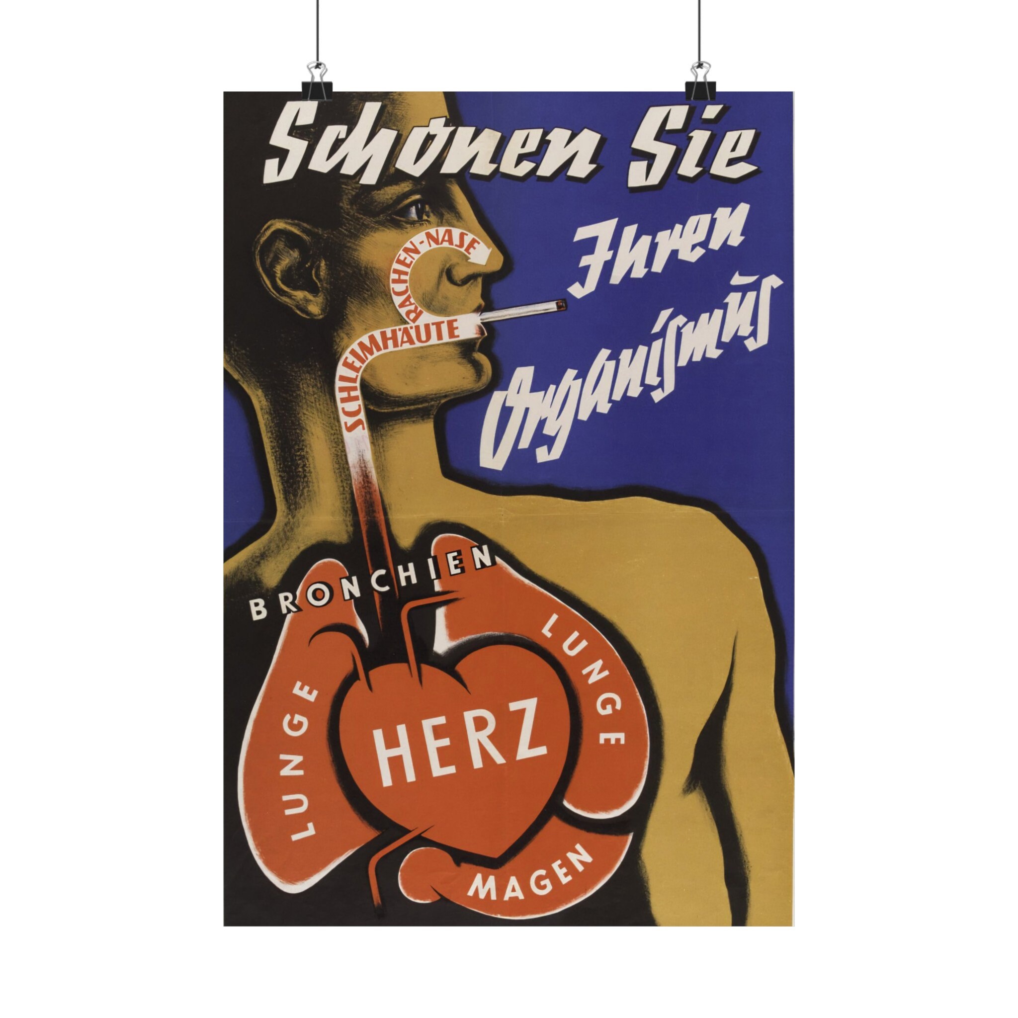 WW2 German Propaganda Poster Anti-smoking Health Tobacco Schonen Sie ...