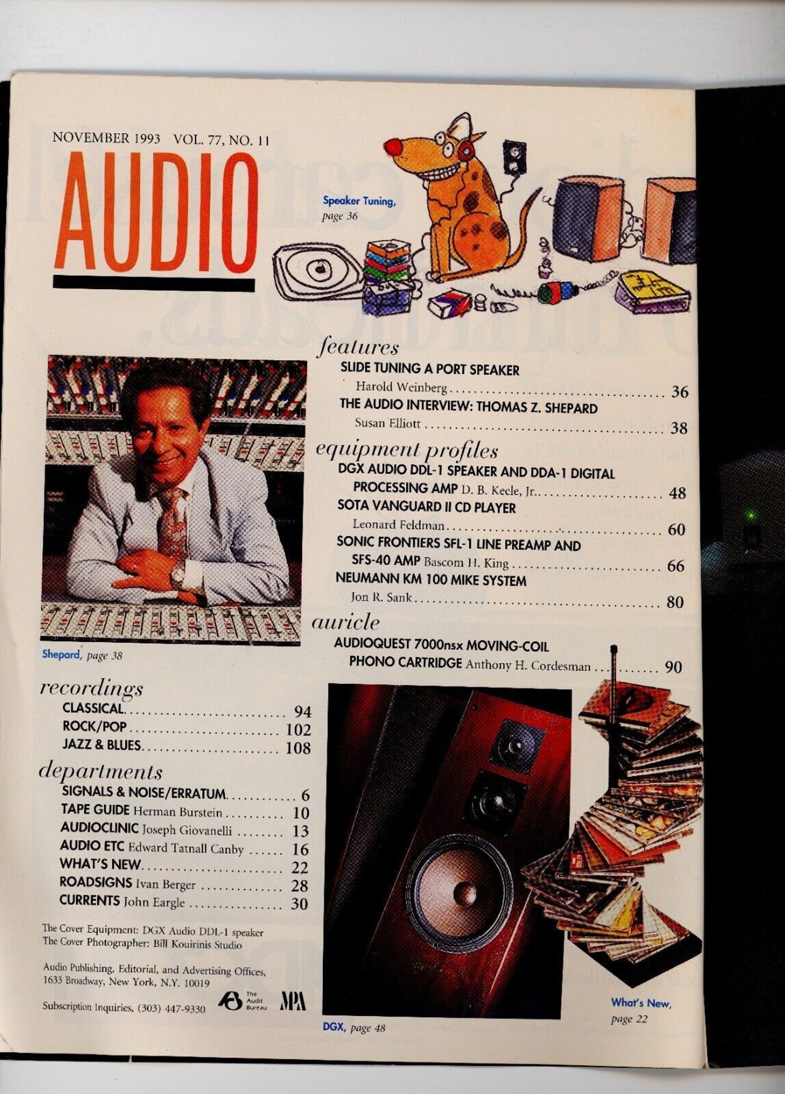 Audio Magazine 1993 Nov Tom Shepard DGX DDA-1 Neumann Audioquest Sota ...