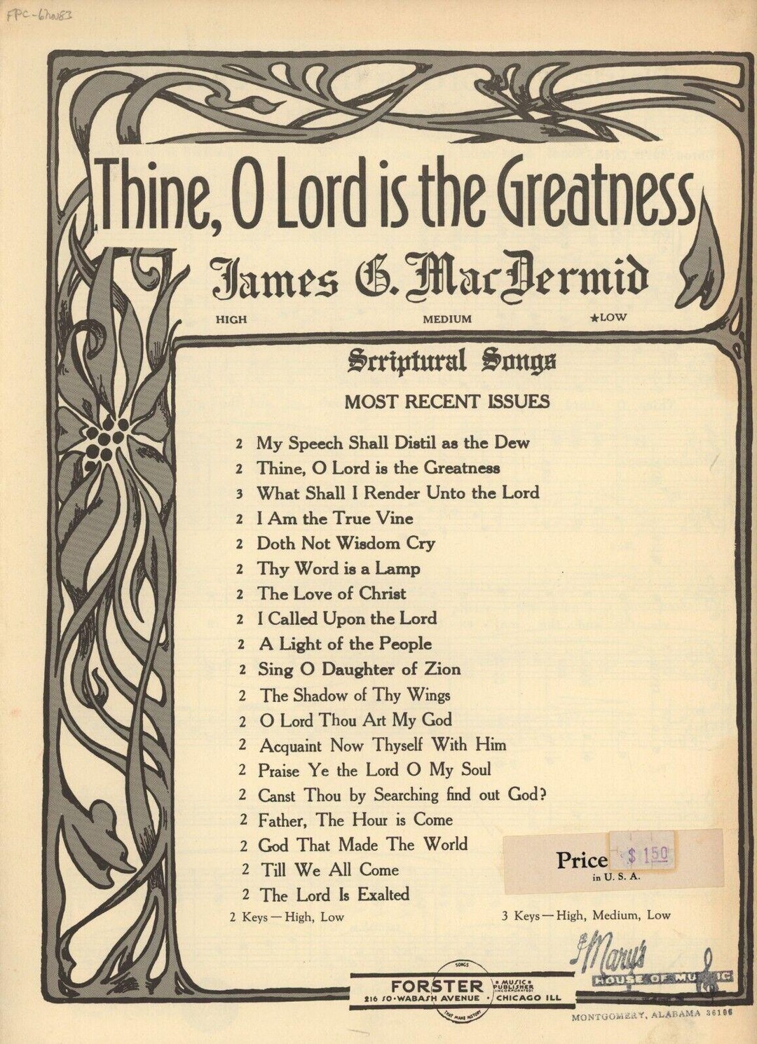 Thine O Lord is the Greatness James Macdermid Low Hymn Gospel Church ...