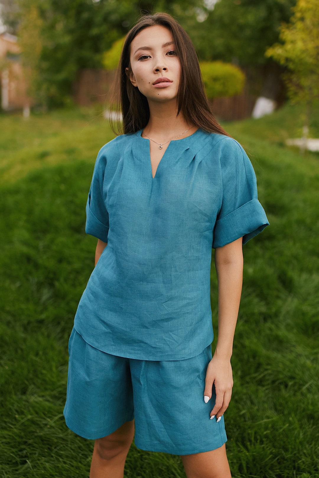 Summer Linen Blouse Puff Sleeve Top Puff Sleeve Blouse Long Sleeve