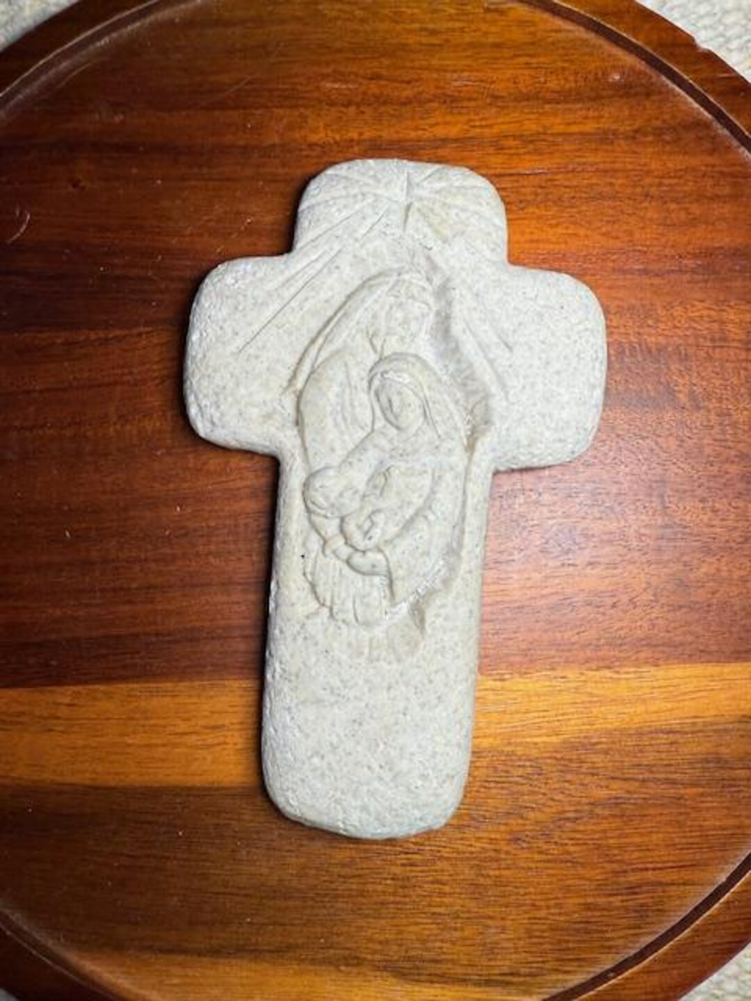 Stone Cross Featuring a Bas-relief Carving of the Holy Family - Etsy