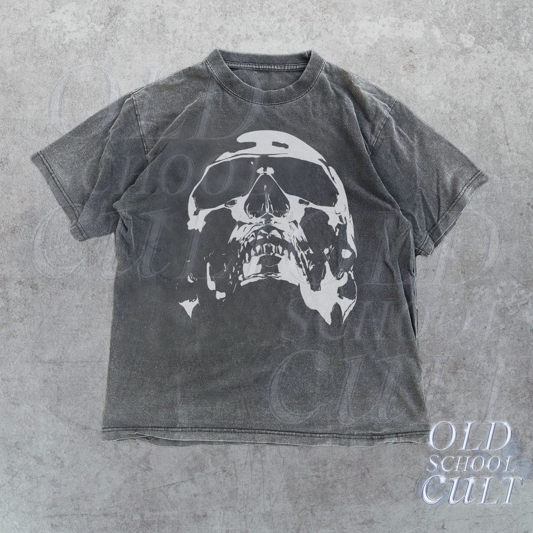 Skull Y2k T-shirt, Vintage 90s Style Skull T-shirt, Washed Retro Gothic ...