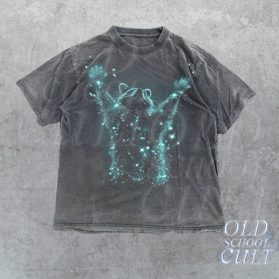 Raccoon Cheering in Space Vintage 90s Style Shirt, Retro Raccoon in ...