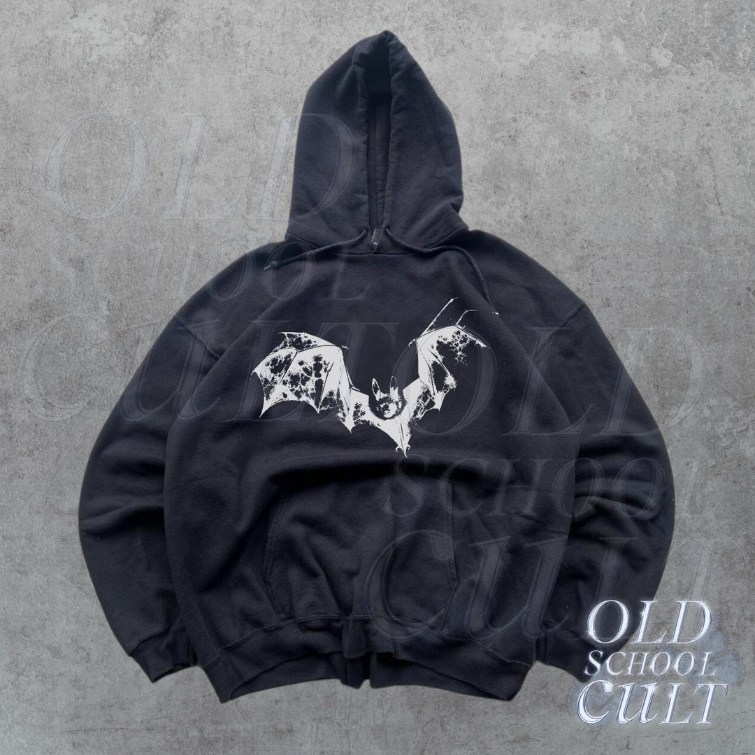 Y2k Bat Vintage 90s Graphic Hoodie, Retro Gothic Bat Hoodie, Retro ...
