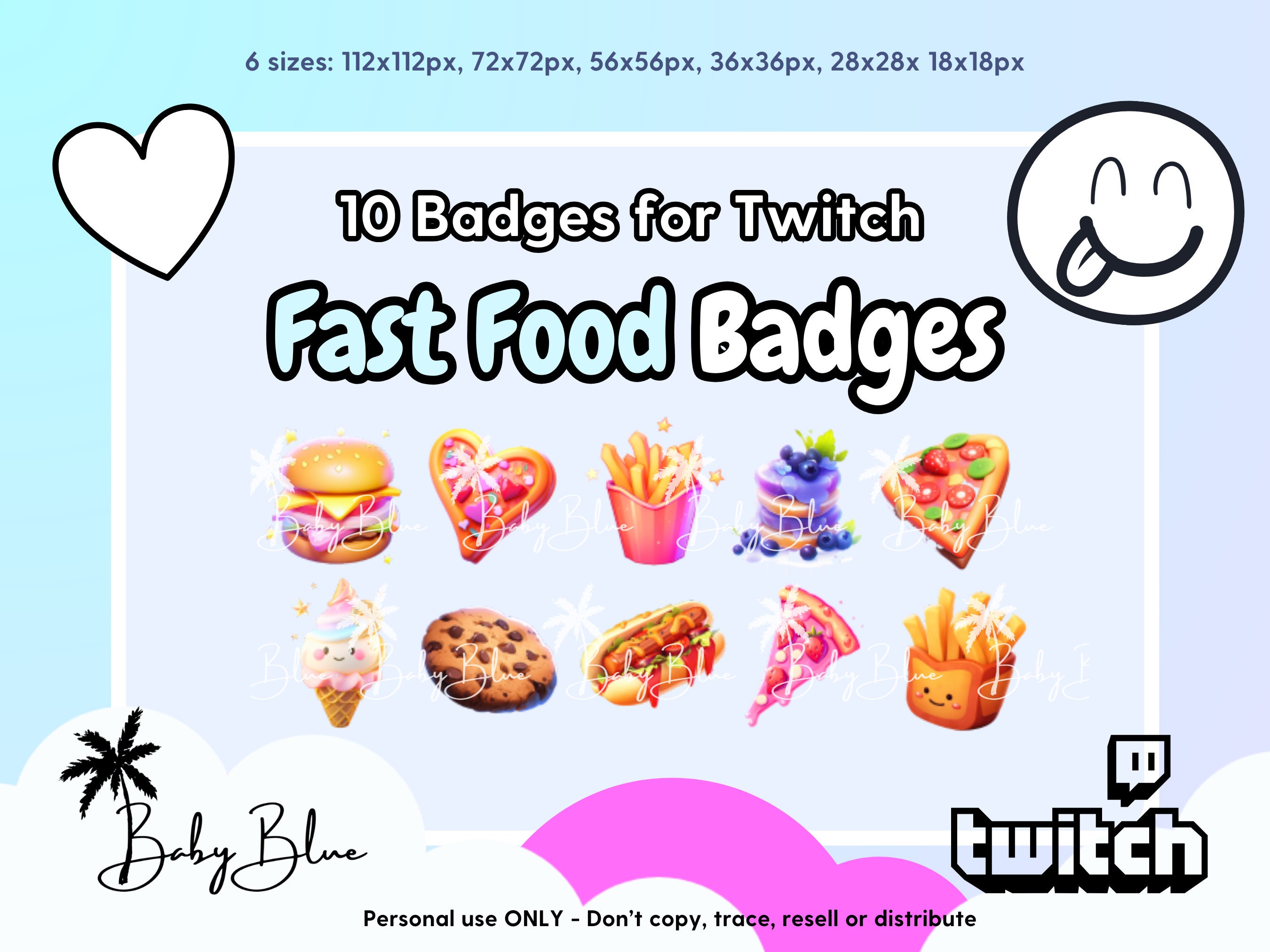 Fast Food Badges for Twitch Emotes Digital Download - Etsy