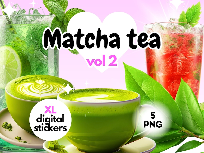 5 Matcha Tea High Quality Png Images Digital Stickers Matcha - Etsy